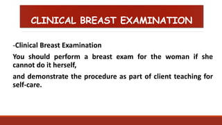 Health assessment on breasts and axillae examination | PPTX | Reproductive Health | Diseases and ...