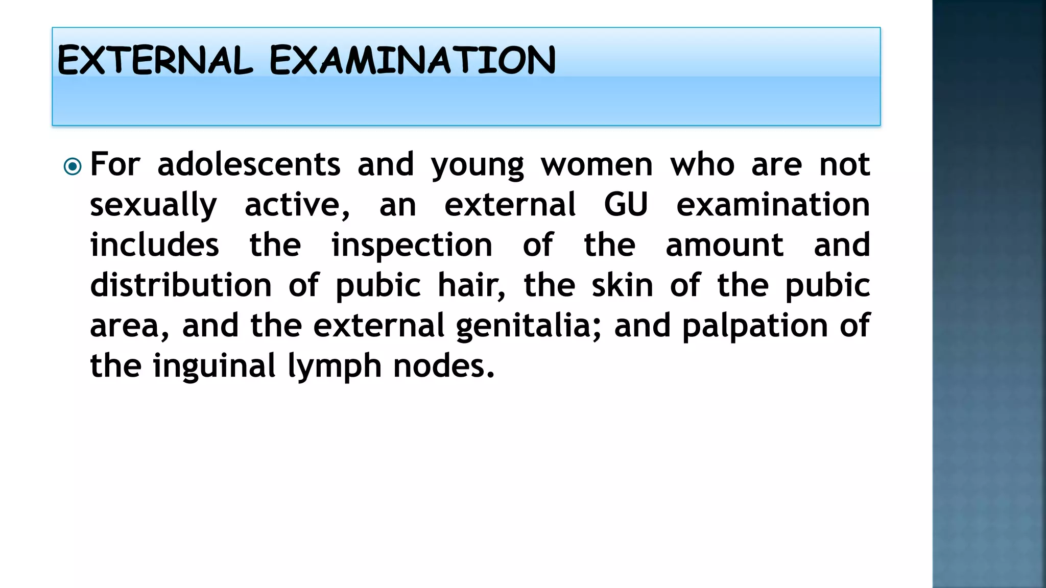 Health assessment on the genitourinary system both male and female examination | PPTX