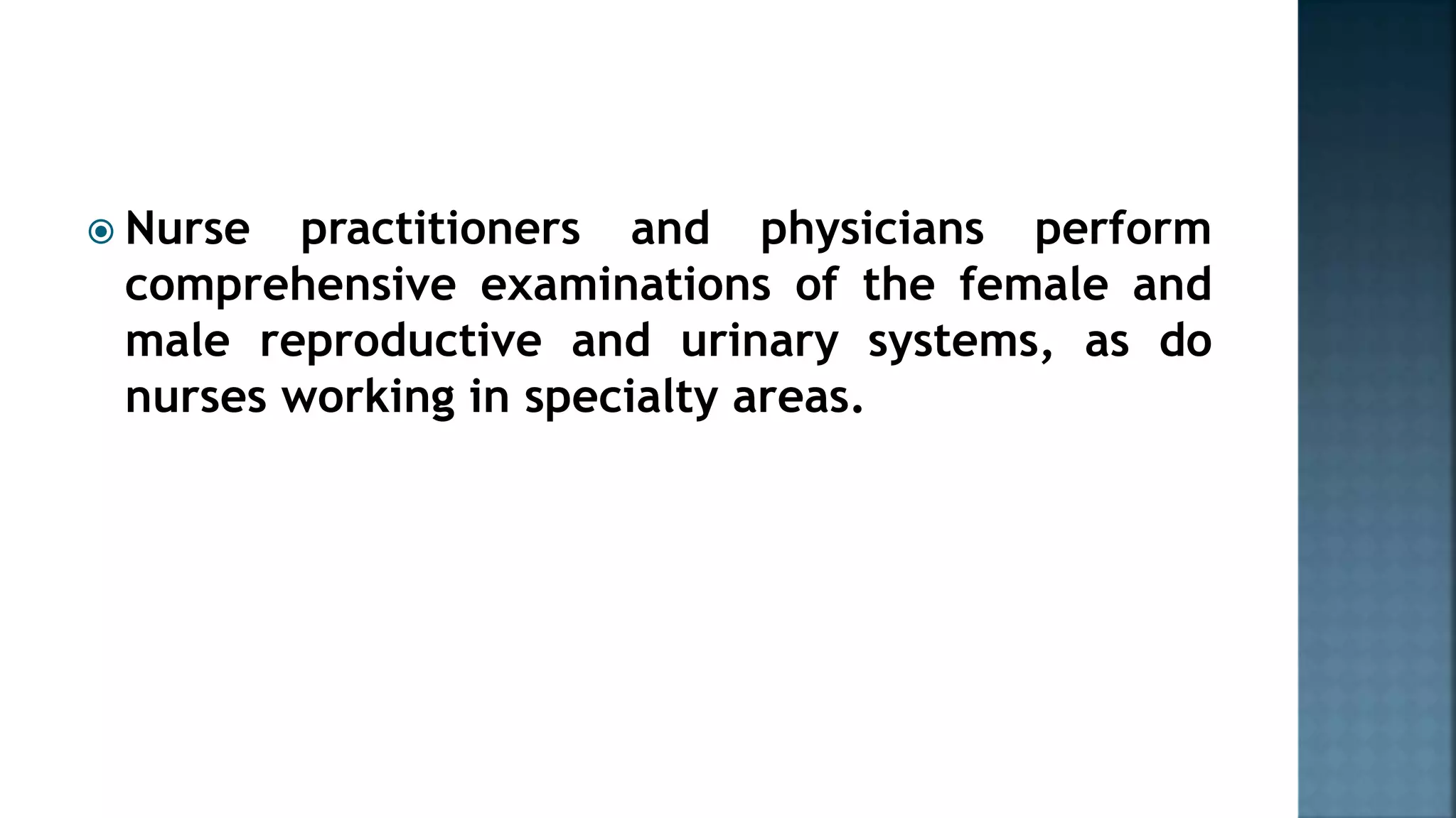 Health assessment on the genitourinary system both male and female ...
