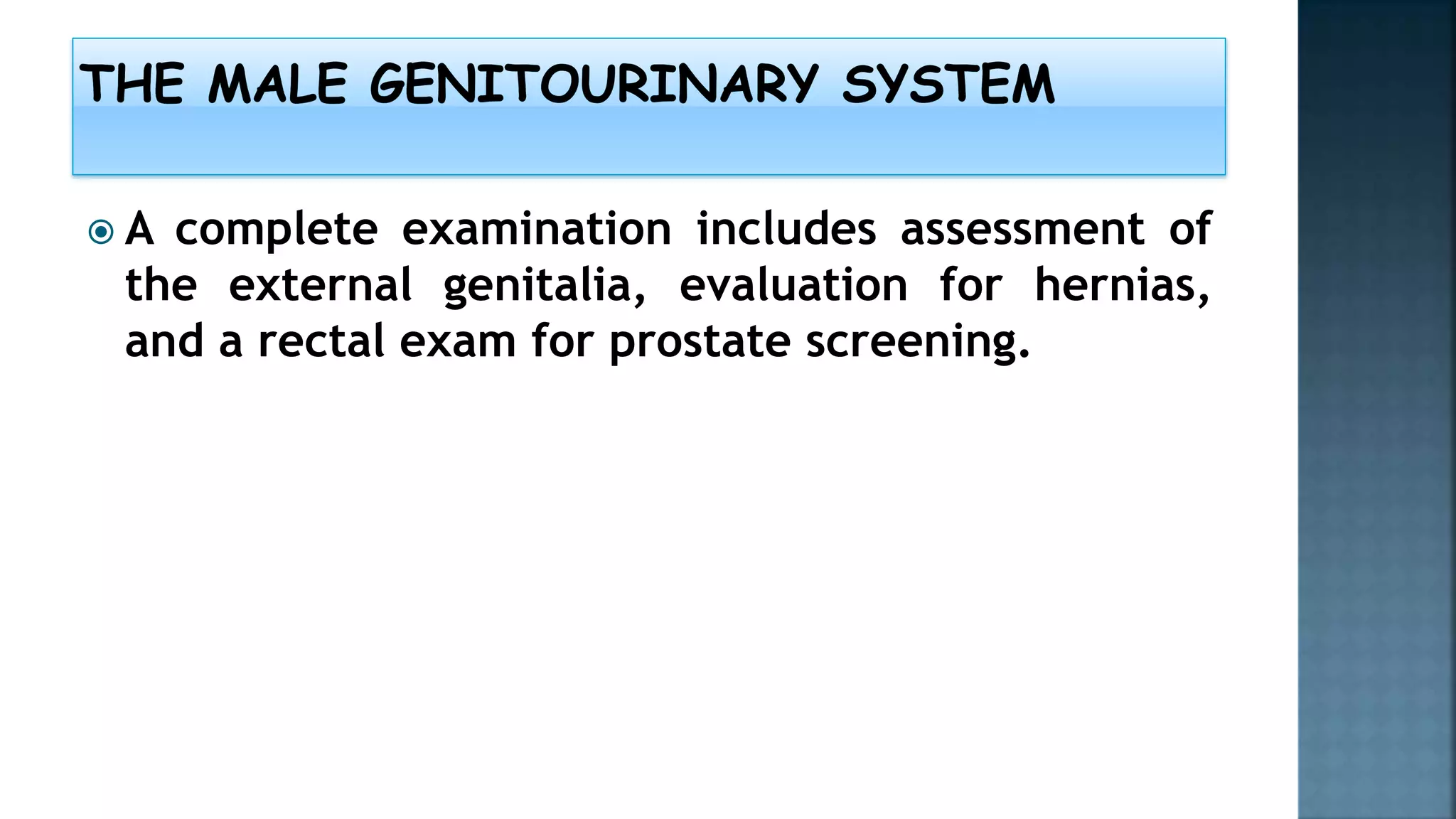 Health assessment on the genitourinary system both male and female ...