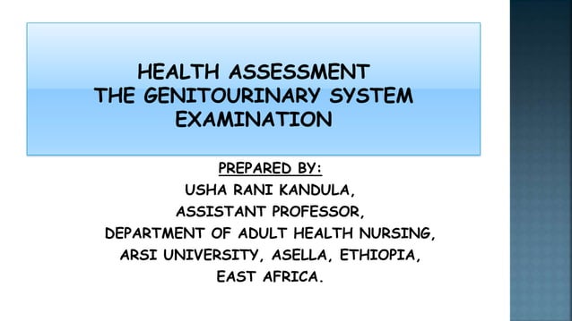Health assessment on the genitourinary system both male and female ...