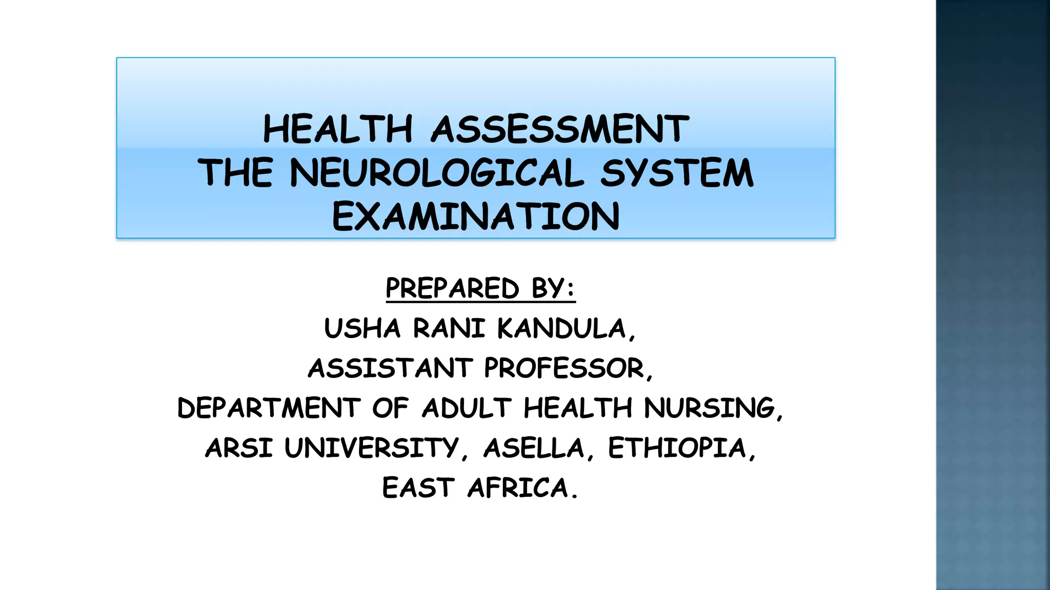 Health assessment on the neurological system examination | PPTX