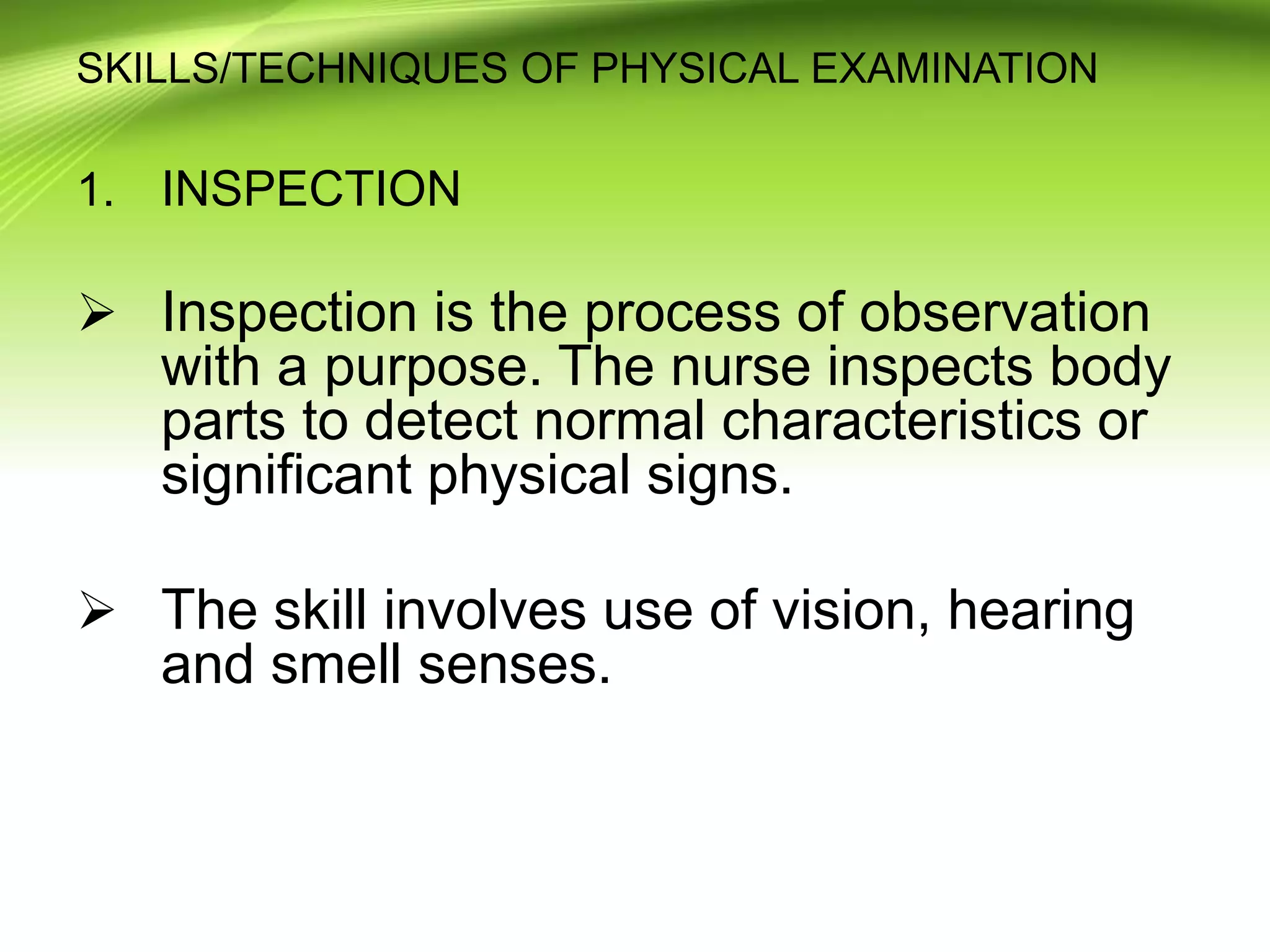 Health assessment physical examination | PPTX