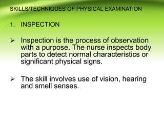 Health assessment physical examination | PPTX