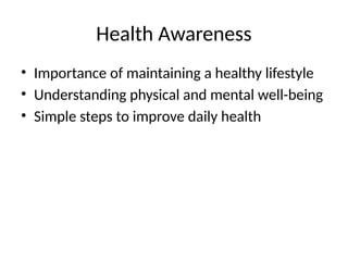 Comprehensive Health Awareness: Promoting Physical and Mental Well ...