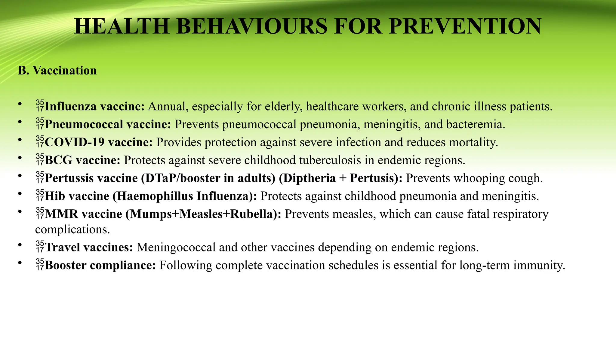 HEALTH BEHAVIOURS TO PREVENT RESPIRATORY ILLNESS - DISORDERS OF ...
