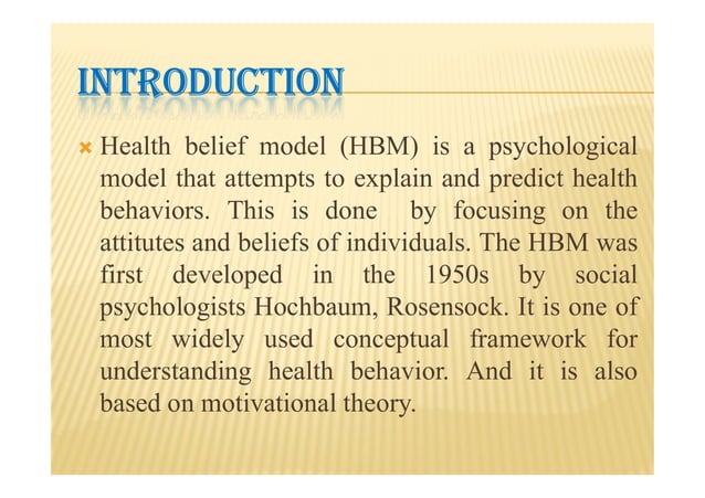 Health Belief Model | PDF | Diseases and Conditions | Medical Health