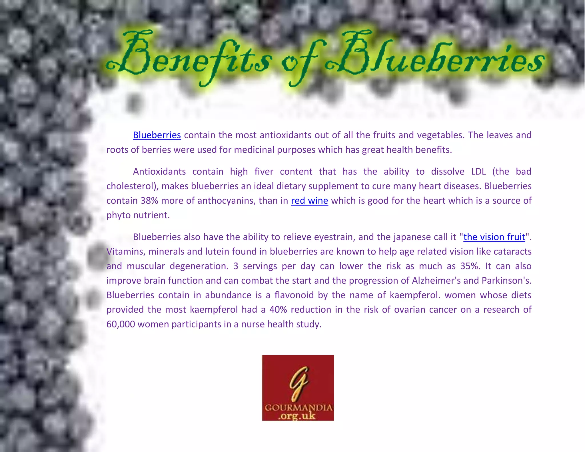 Health benefits of blueberries | PPT