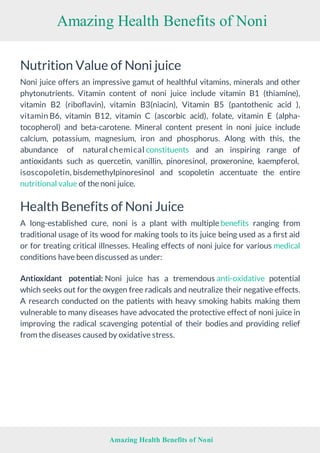 Health benefits of noni juice | PDF