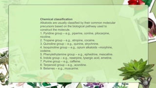 Health benefits of plant alkaloids A Lecture By Mr Allah Dad Khan ...