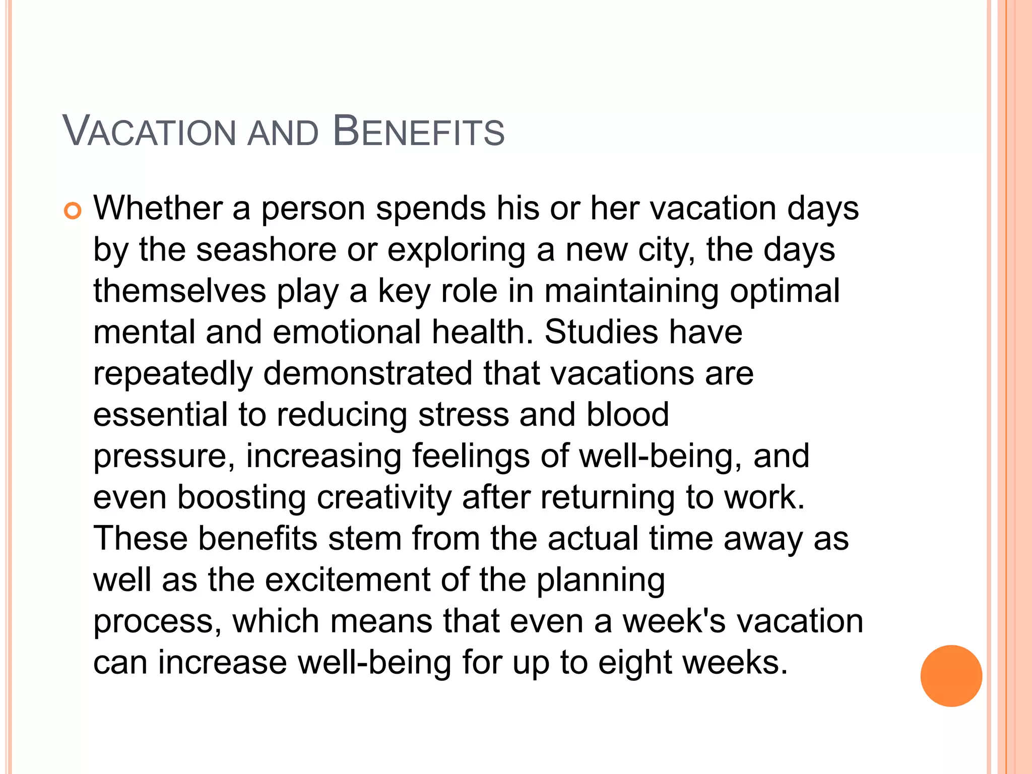 Health Benefits of Vacation | PPTX