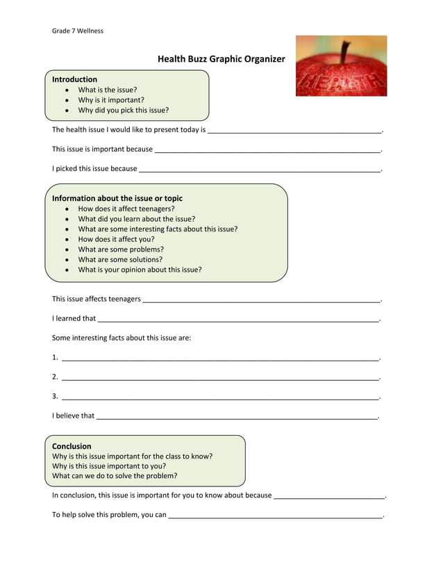Health buzz graphic organizer | DOCX