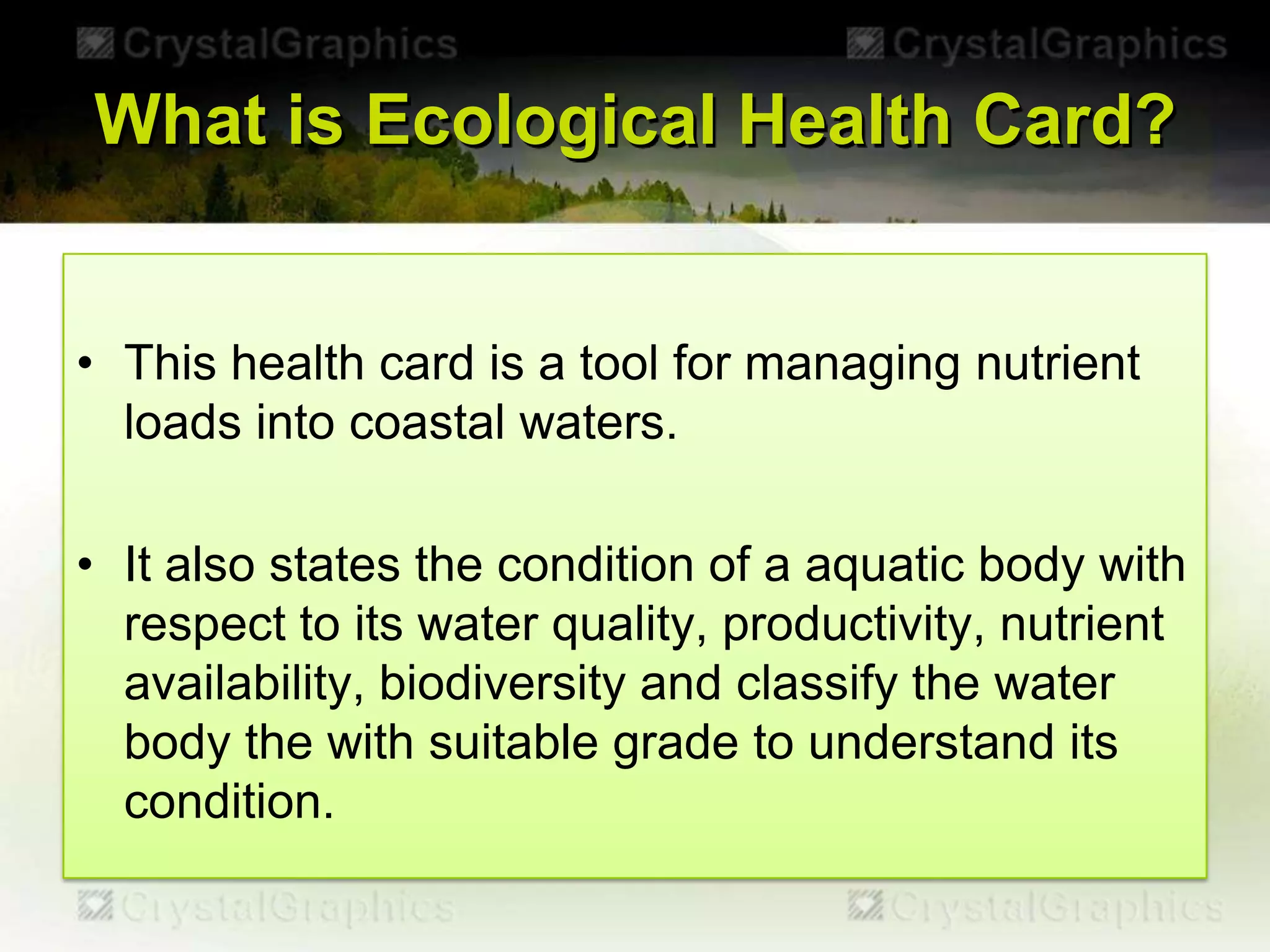 Health card preparation guide of aquatic body | PPT