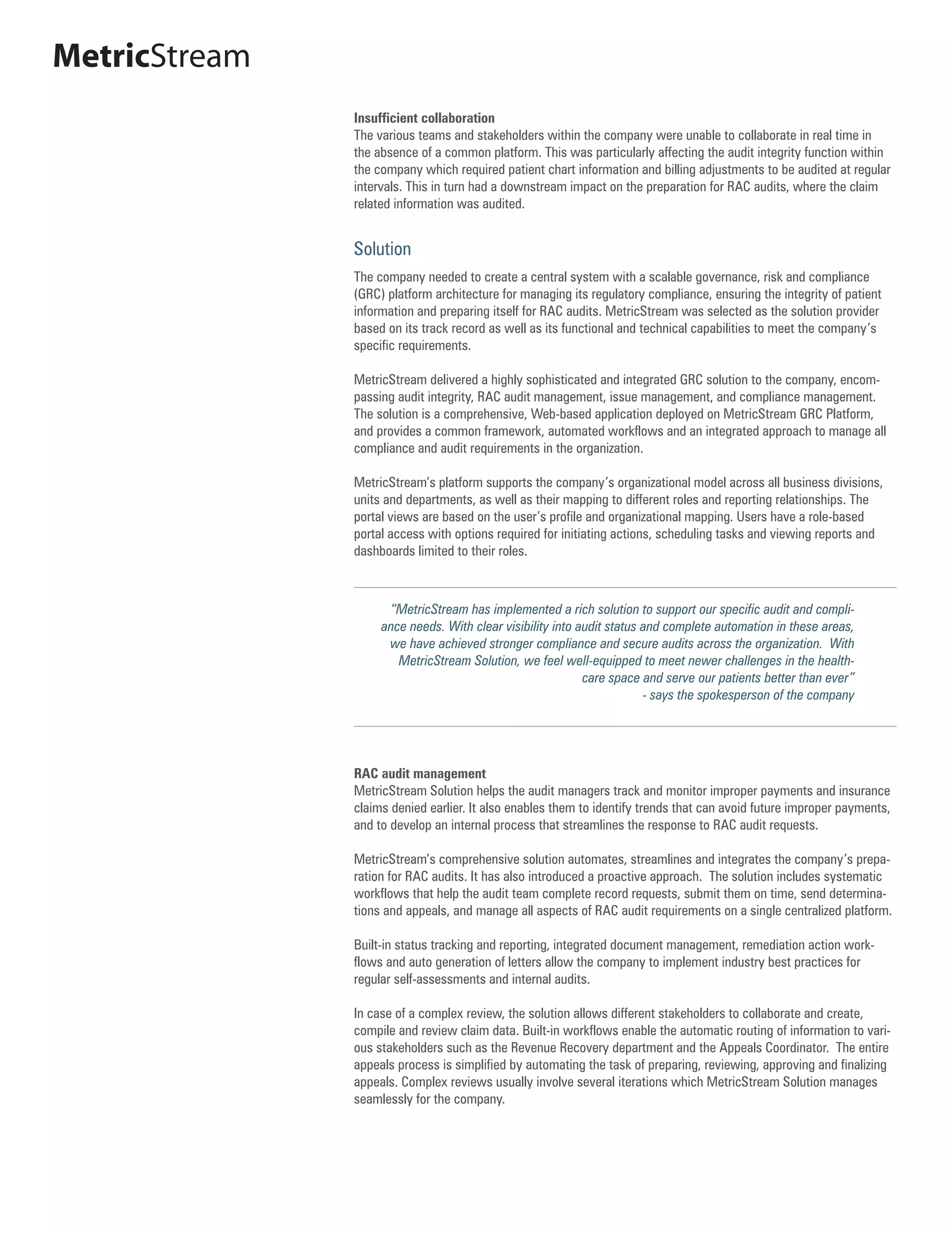 Healthcare Audit Compliance | PDF