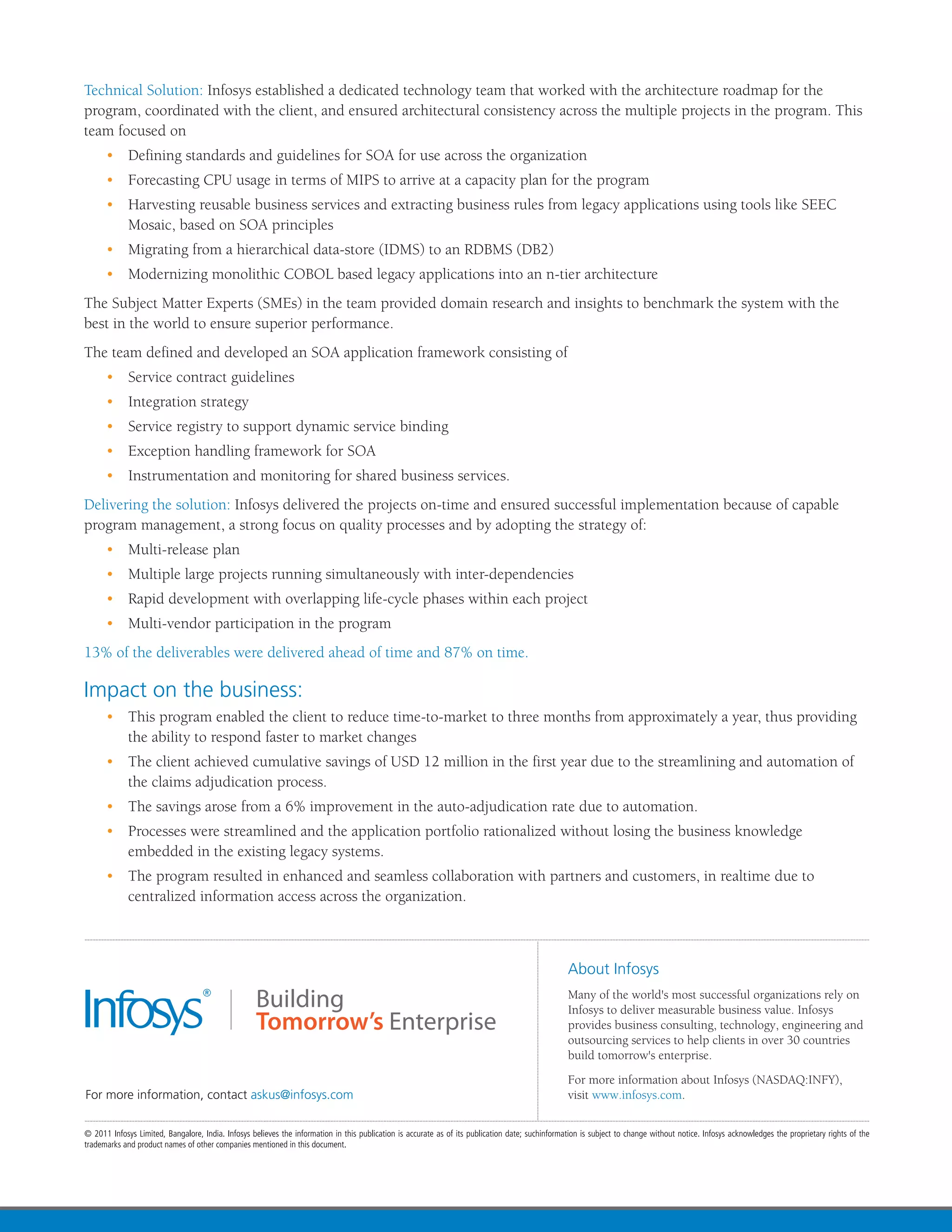 InfosysPublicServices - Healthcare SOA | Program Management Framework | PDF