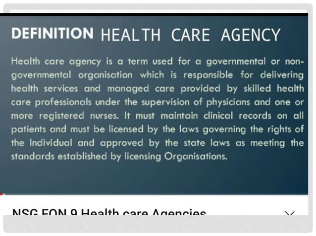 Types of Health care agencies ,Nursing Foudation | PPTX
