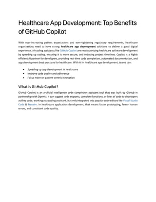 Healthcare App Development - Top Benefits of GitHub Copilot.pdf