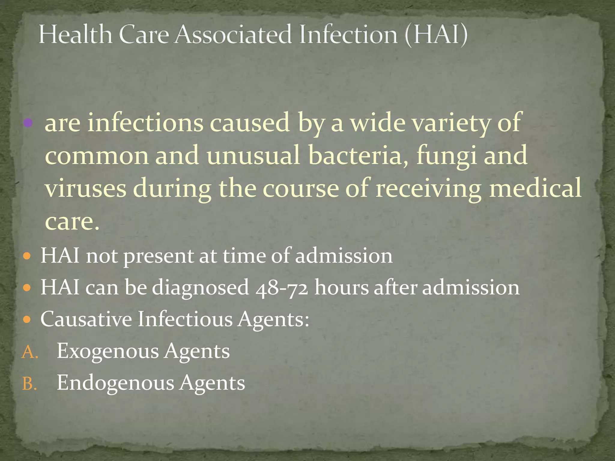 Health care associated infection (HAI) | PPTX