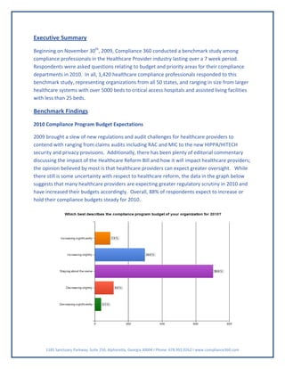 Healthcare Compliance Benchmark Study 2010 | PDF
