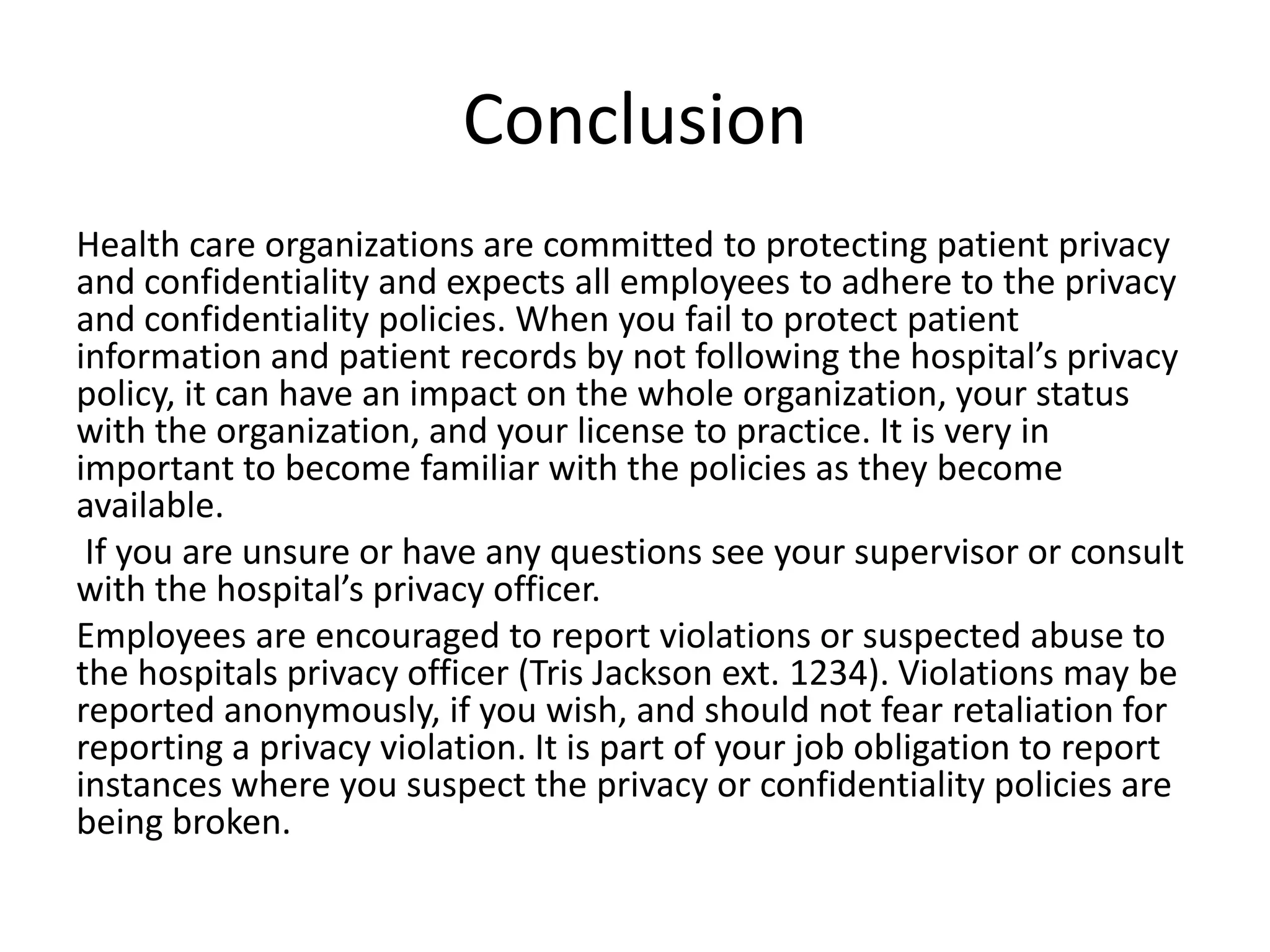 Health care confidentiality and privacy | PPTX