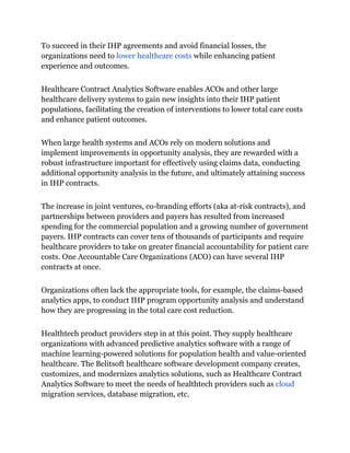 Healthcare Contract Analytics Software for ACOs to Execute At-Risk ...