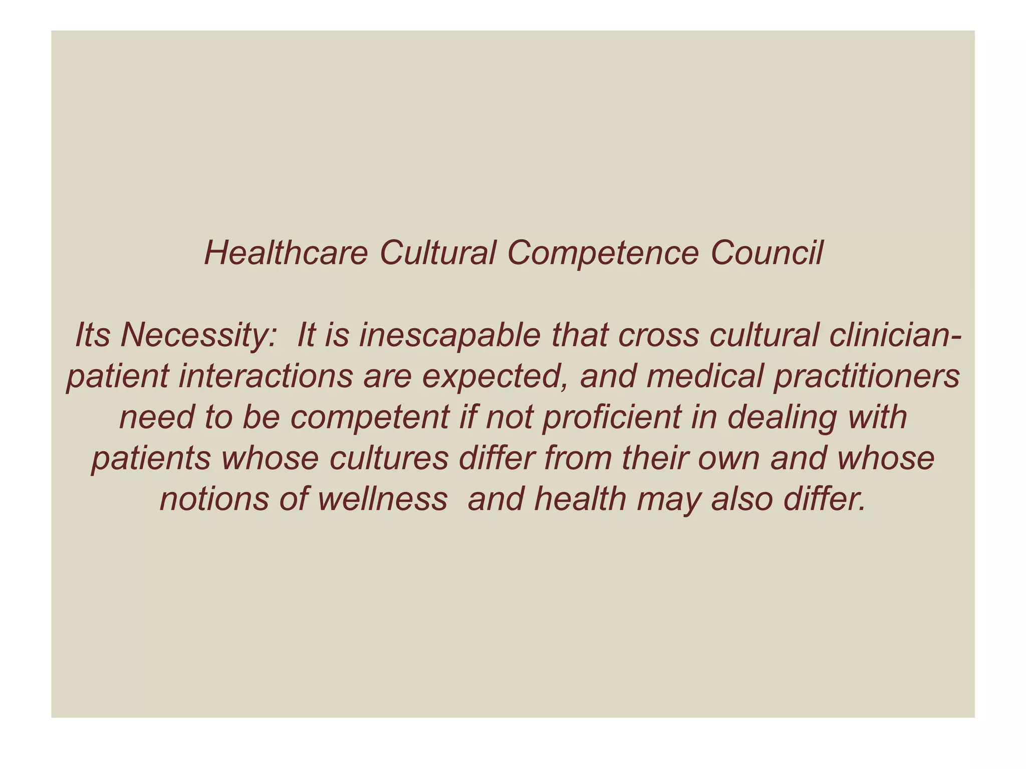Establishing a Healthcare Cultural Competency Council | PPTX