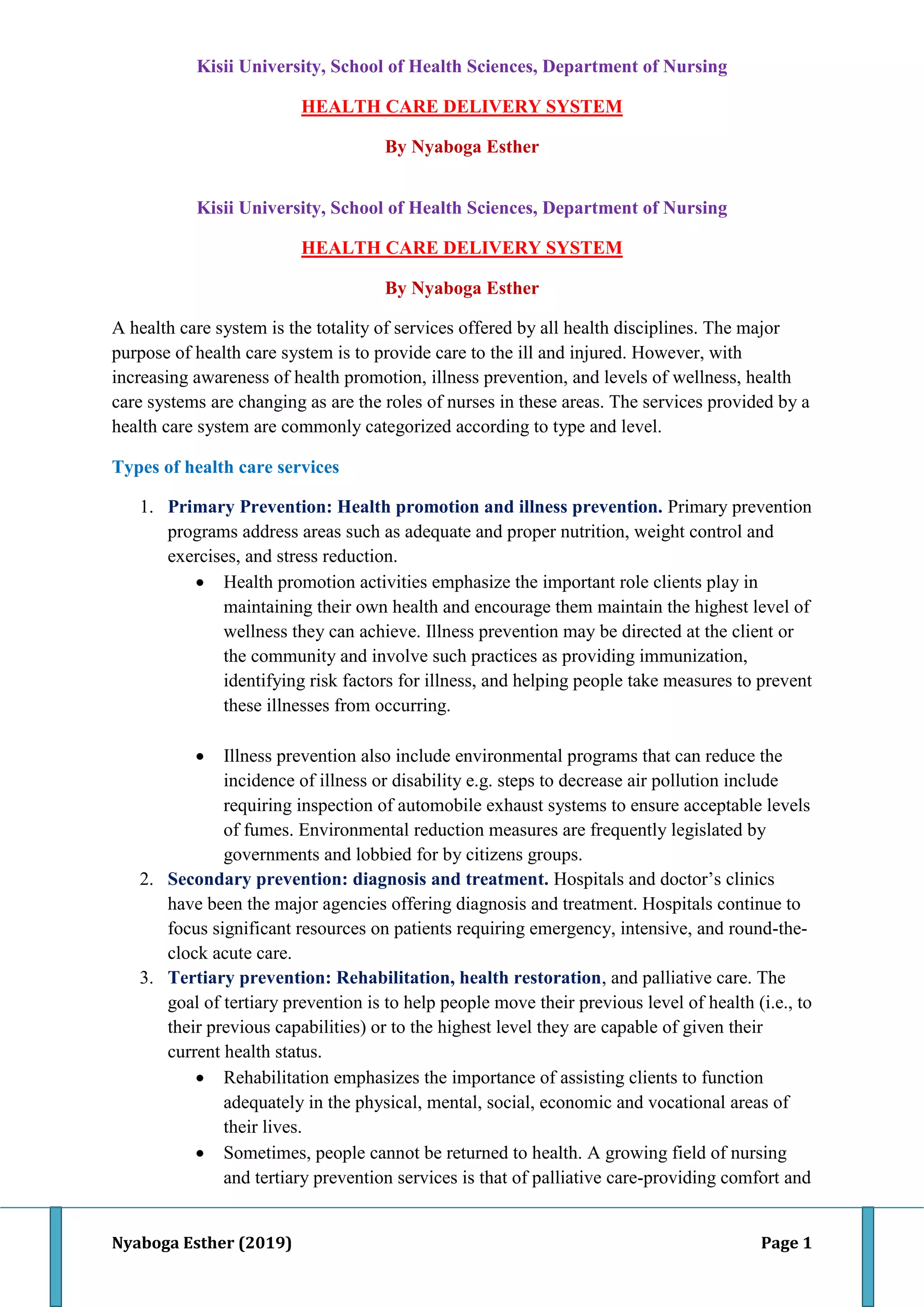 Health care delivery system | PDF
