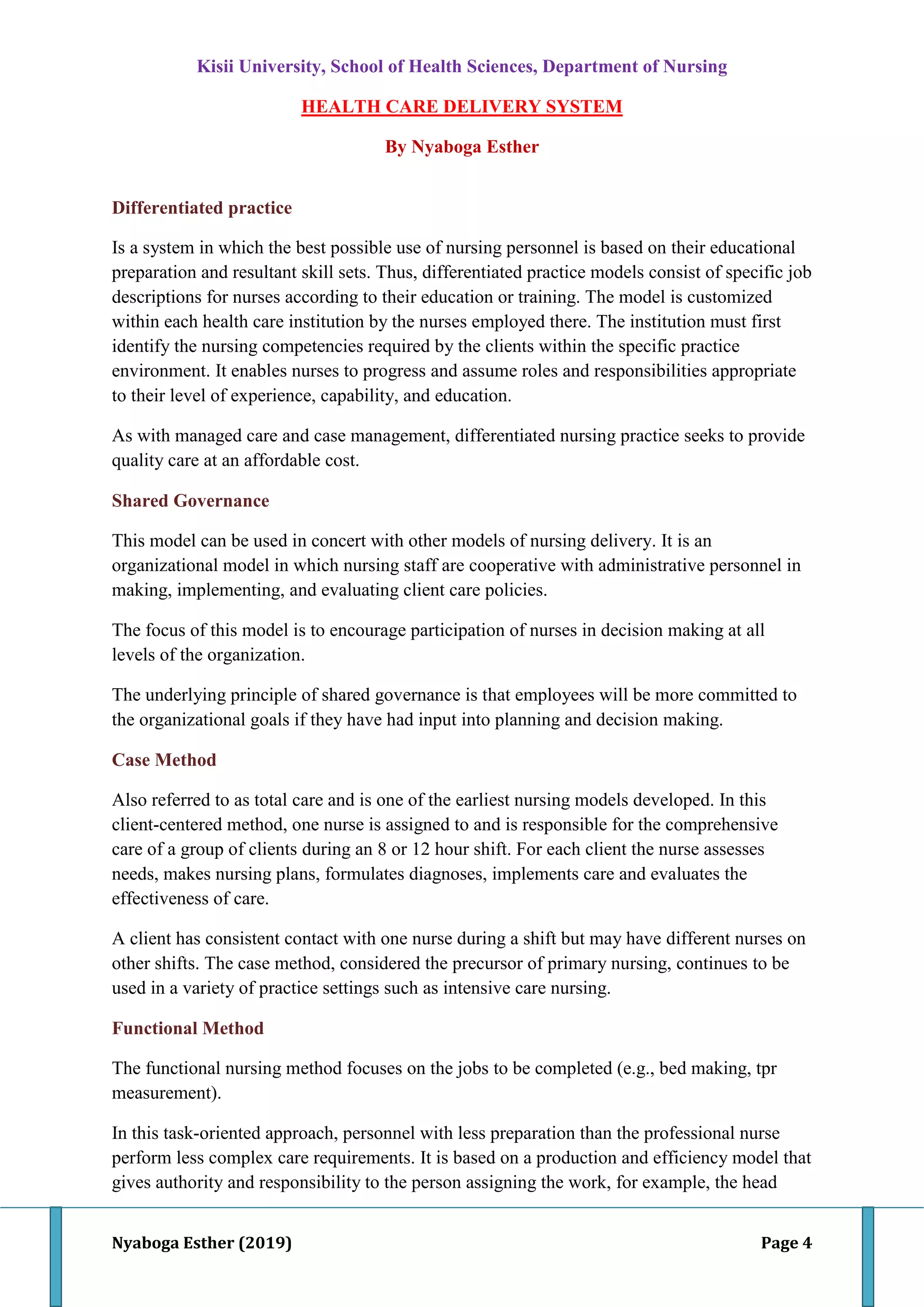 Health care delivery system | PDF