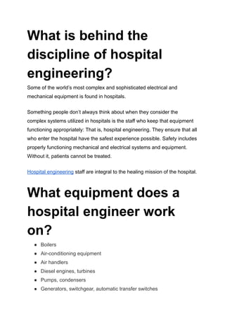 Healthcare Engineering Service | PDF