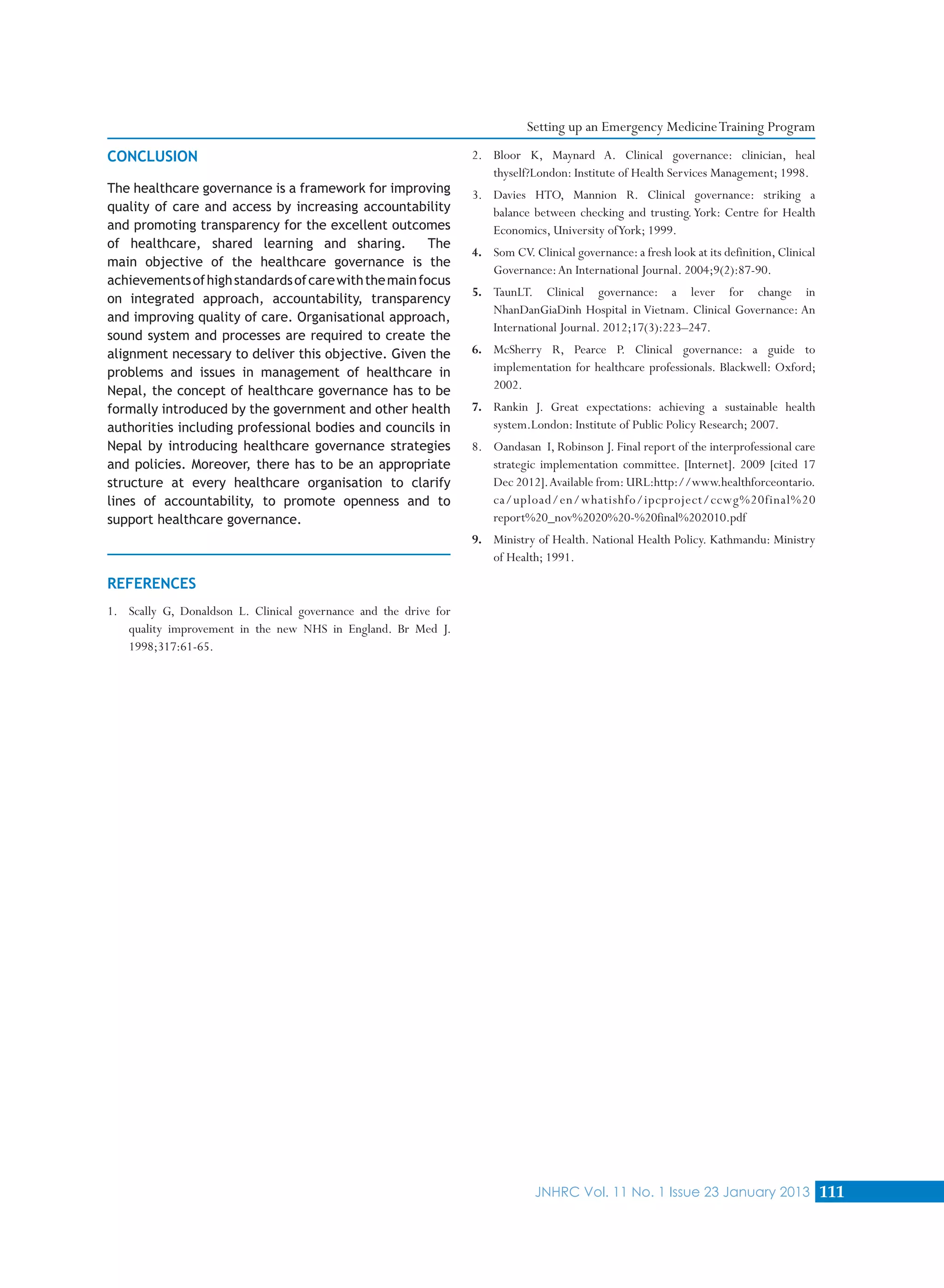 Healthcare Governance for Accountability and Transparency | PDF