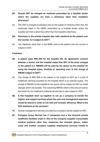 Guide to GST for Healthcare Services (Malaysia) | PDF