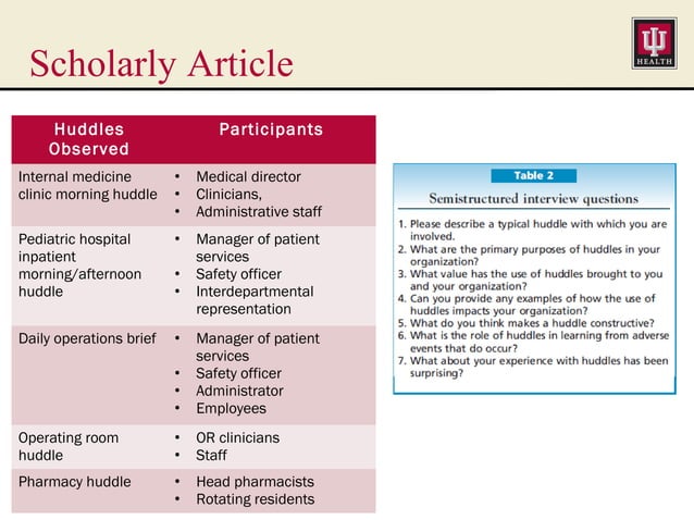 Health care huddle iu health evaluation | PPT