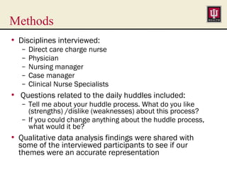 Health care huddle iu health evaluation | PPT