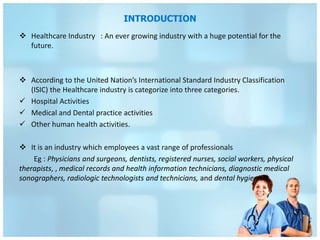 Healthcare industry | PPTX | Healthcare Industry | Industries
