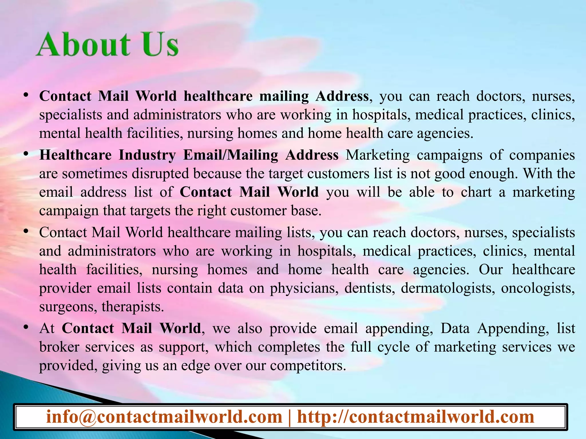Healthcare industry mailing address | PPT