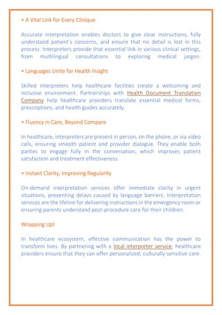 Healthcare Interpretation: Forging Communication for Healing Elevation ...