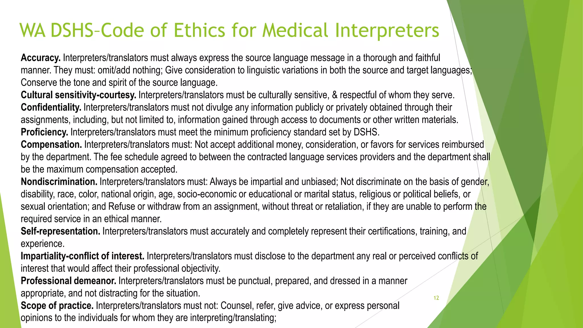 Healthcare interpreter ethics | PPT