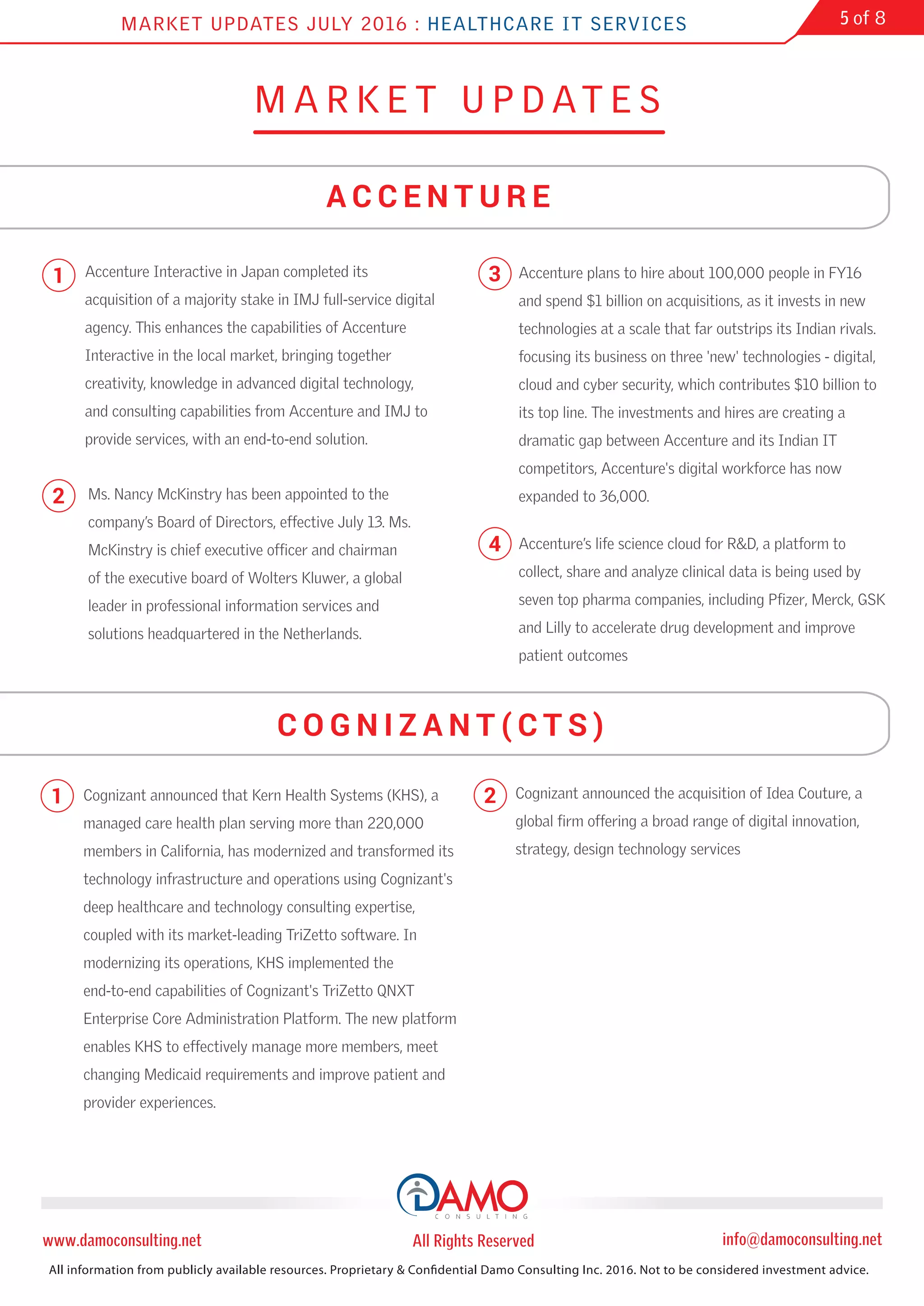 Healthcare IT services market - Q1 scorecard July 2016 | PDF