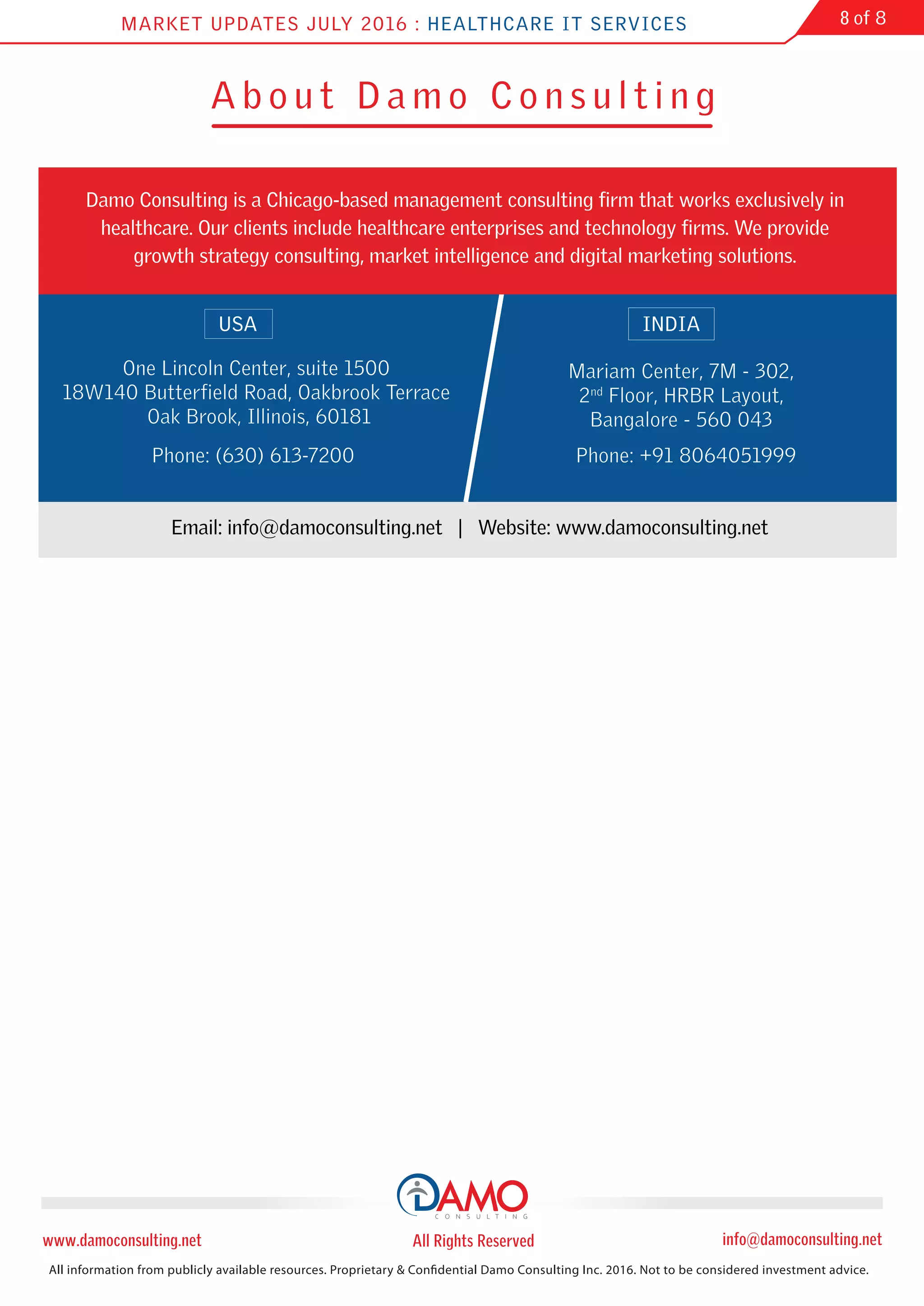 Healthcare IT services market - Q1 scorecard July 2016 | PDF