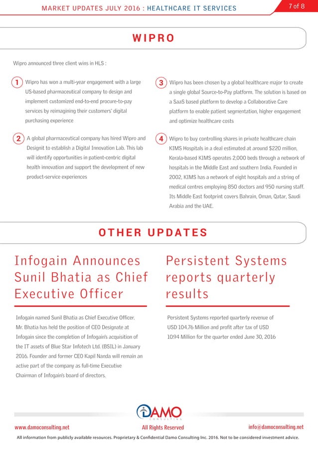 Healthcare IT services market - Q1 scorecard July 2016 | PDF