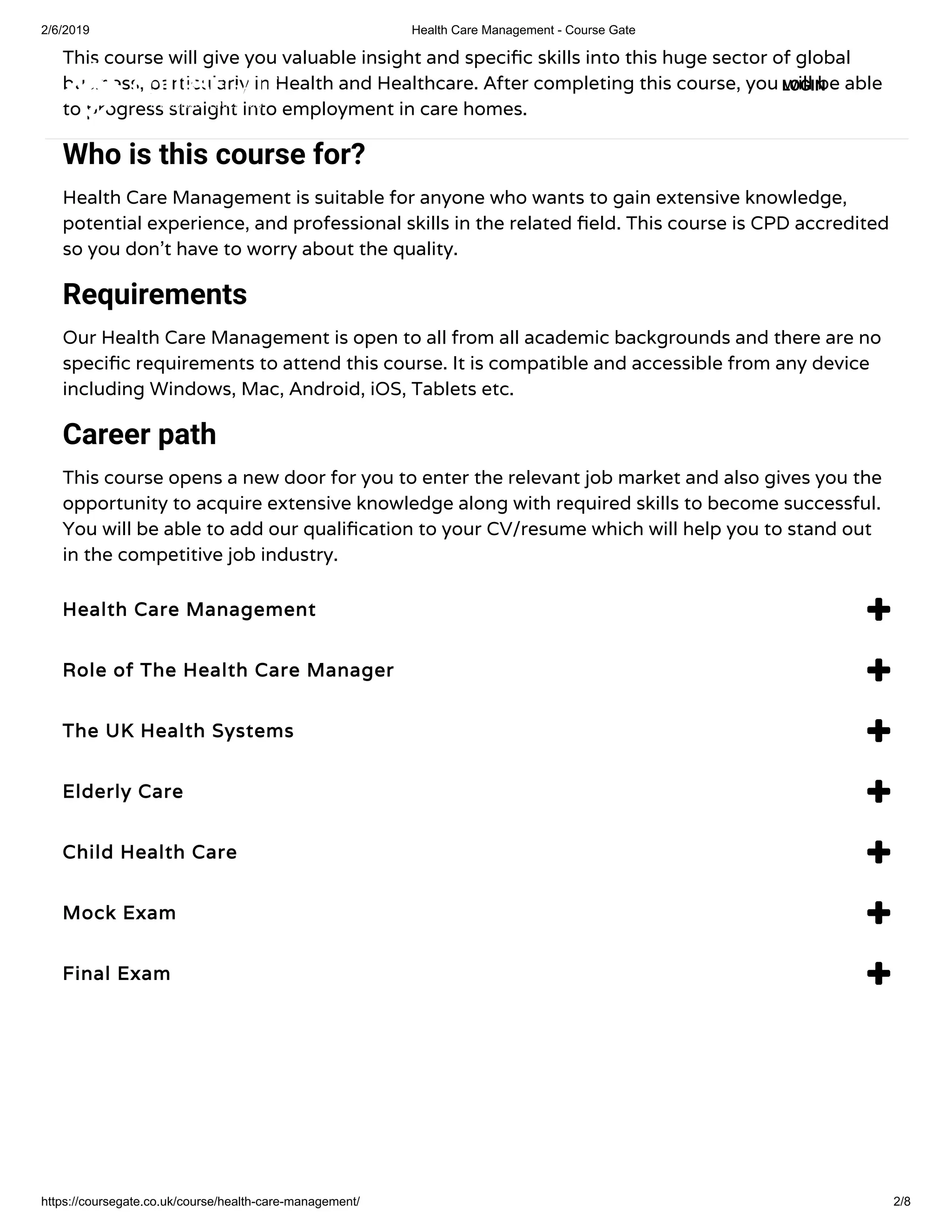 Health Care Management - Course Gate | PDF | Free Download