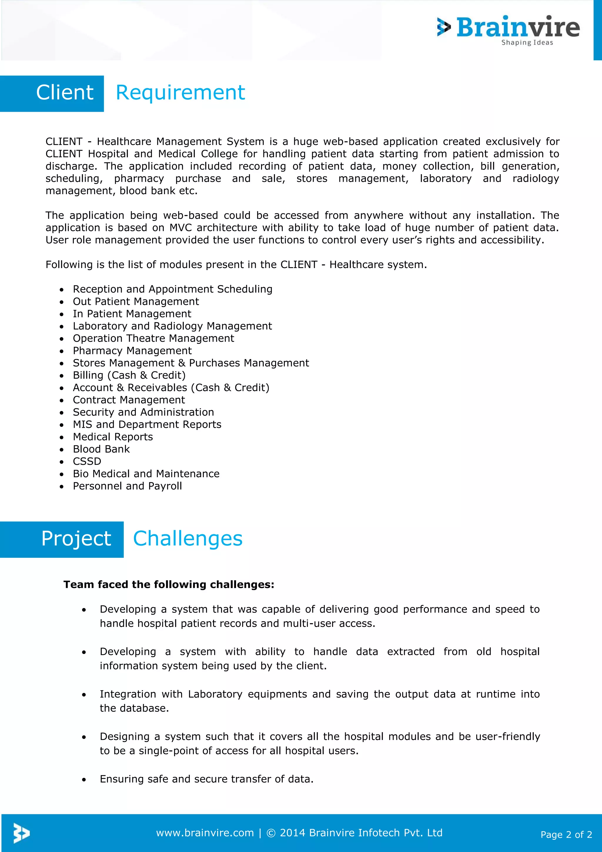 Healthcare Management System for paperless management | PDF