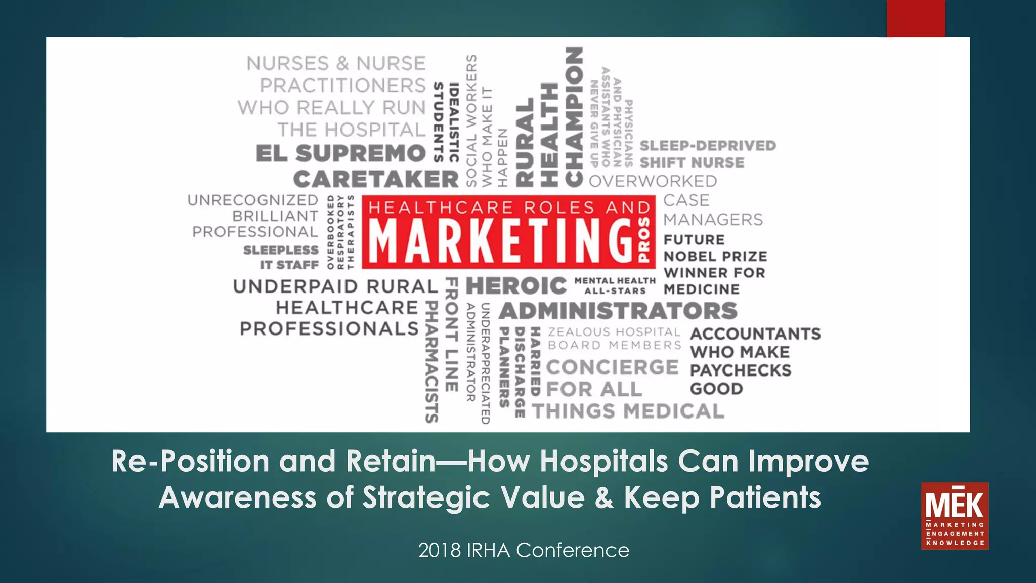 Healthcare Marketing -- Reposition your hospital and retain your ...