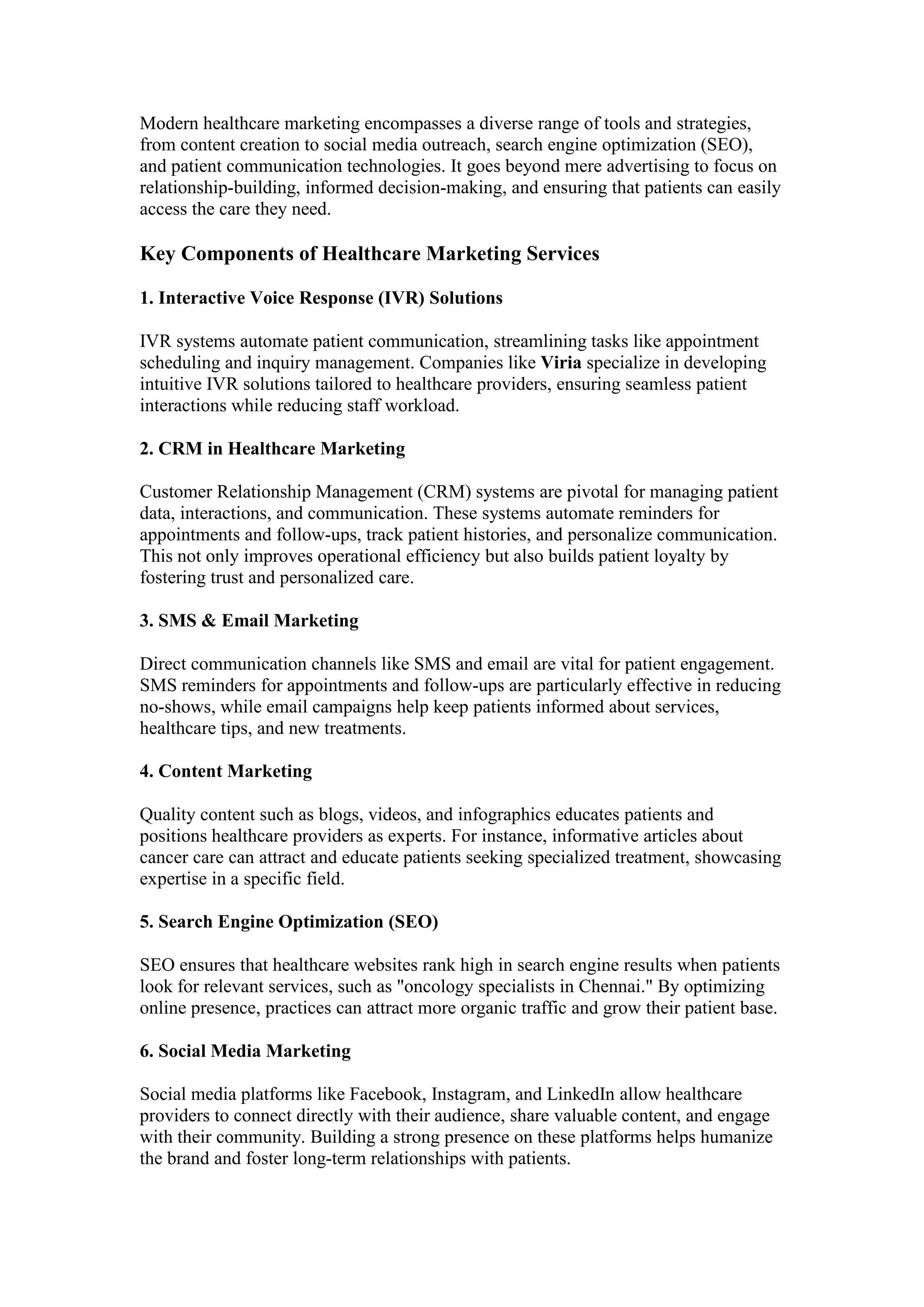 Healthcare Marketing Services-Viriamarketing | PDF