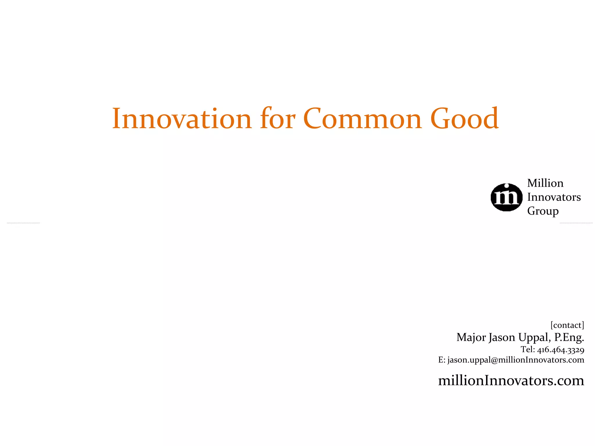 Innovation for Common Good | PPT