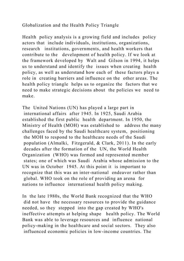 Healthcare Policy Analysis and Development (HCM550)Type of | PDF