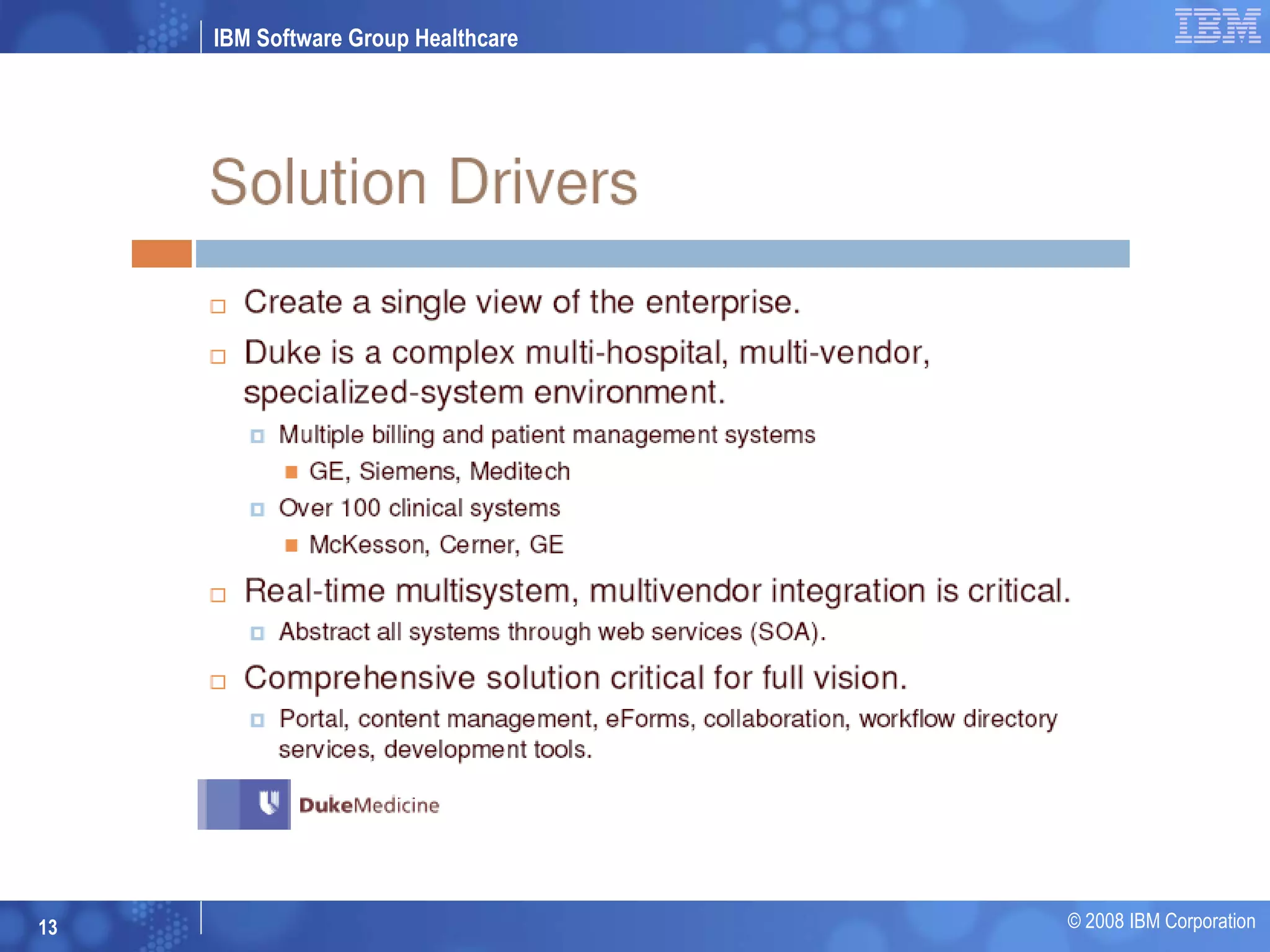 IBM - Healthcare Portal Customer Briefing | PPT