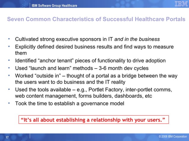 IBM - Healthcare Portal Customer Briefing | PPT
