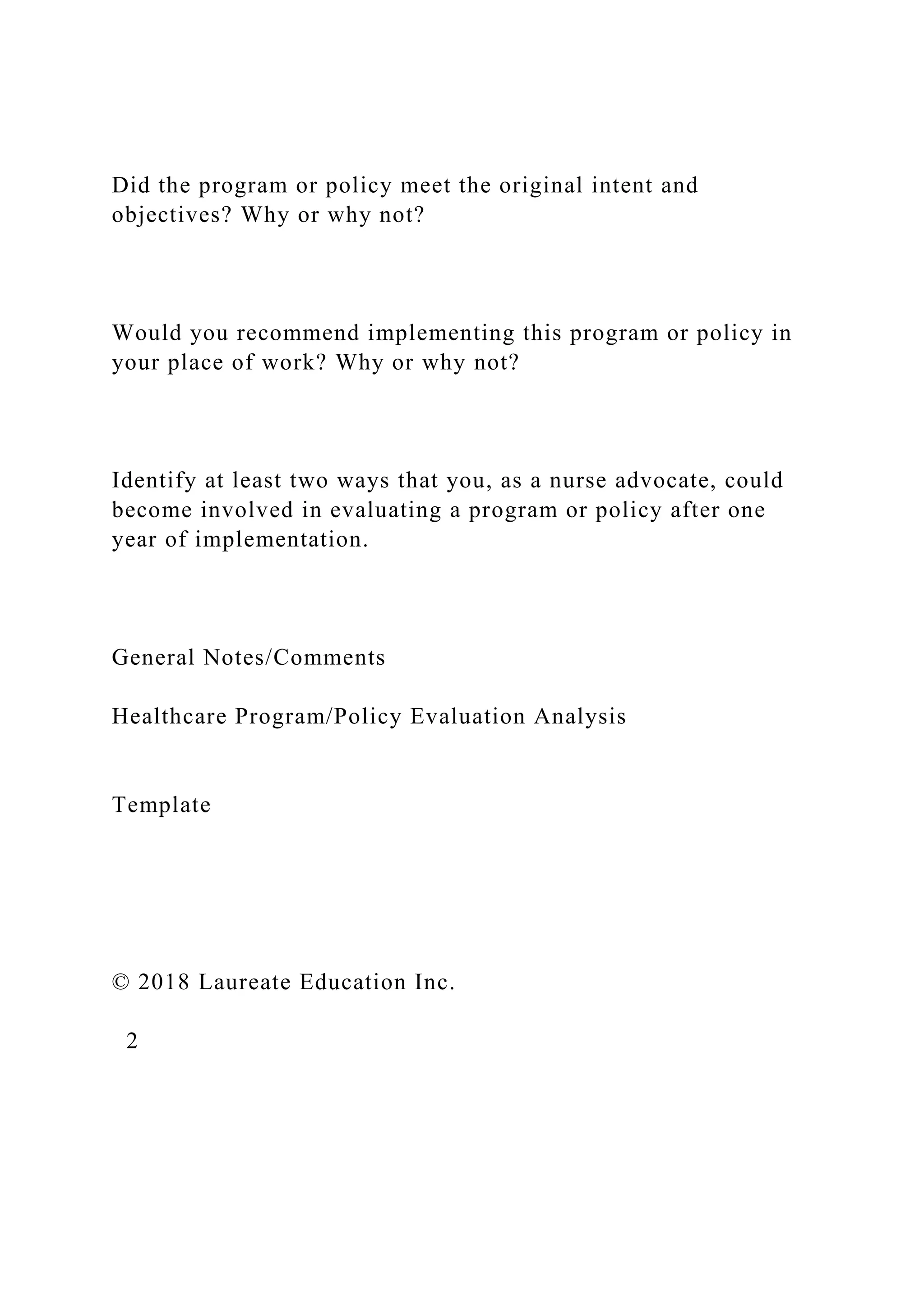 Healthcare ProgramPolicy Evaluation Analysis TemplateUse th.docx