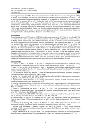 Healthcare seeking and sexual behaviour of clients attending the ...